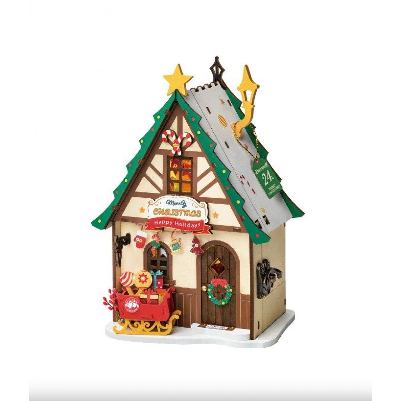 Robotime - Twinkling Christmas House, 3D slagalica - DS036 | Minimals