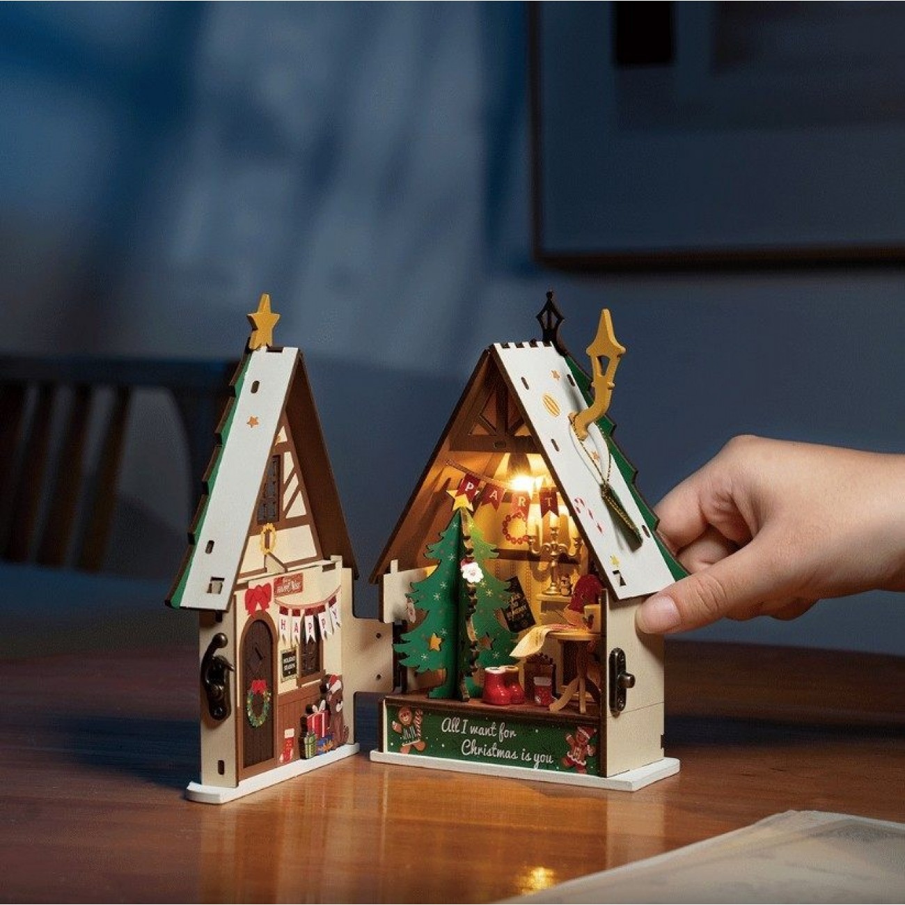 Robotime - Twinkling Christmas House, 3D slagalica - DS036 | Minimals